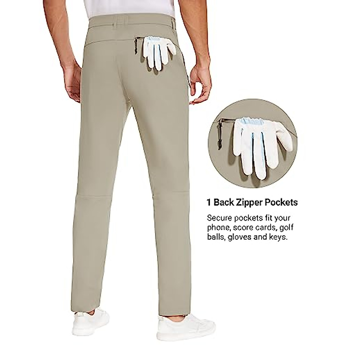 SPECIALMAGIC Golf Pants Men Stretch Slim fit Hiking Pants Lightweight Dress Casual Tapered Zipper Pockets 34