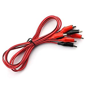 RuiLing 2 Pairs 1m Double-Ended Alligator Clips Electrical DIY Test Leads Cable Crocodile Jumper Wire for Multimeter Measure Tool (Red + Black)