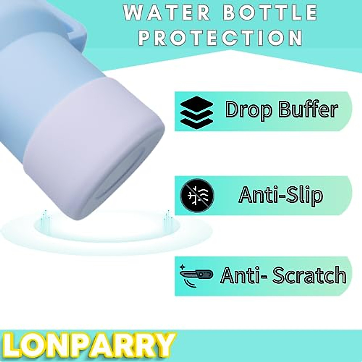 LONPARRY 2-Pack Silicone Boot for Stanley 40 30 oz Quencher Adventure Tumbler, Bottom Boot for Stanley IceFlow 30 20 oz, Stanley Cup Protector Sleeve Cover Boots for Stanley Accessories Fog