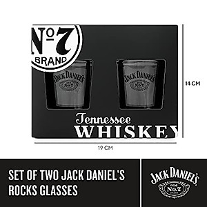 Jack Daniels Official - Jack Daniels Whiskey Glasses, Set of 2 Licensed Jack Daniel's Old No 7 Branded Glass Whiskey Tumbler 330 ml - 11oz Premium Whisky Glass Set - Jack Daniels Gifts for Men, Women