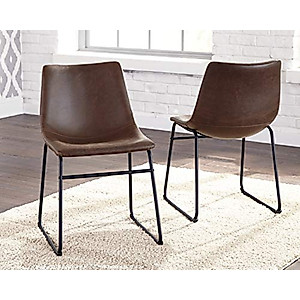 Signature Design by Ashley Mid Century Centiar Dining Bucket Chair, 2 Count, Black and Brown