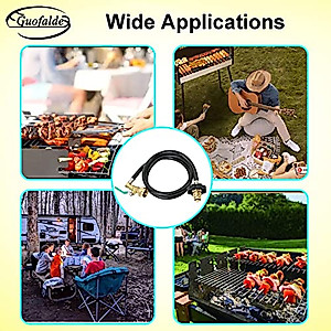 GUOFALDE 3FT POL Propane Refill Adapter Hose, for POL Type 1LB Propane Refill Hose 350PSI High Pressure Camping Grill, with ON/Off Control Valve, 1LB Tank Bottle Adapter Connection