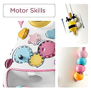 KÜB Baby & Toddler Interactive Push Walker, Educational Music Lights and Activities, Adjustable Speed Wheels, Safe & Stable,Pink,Girls Toy