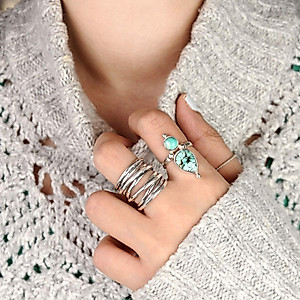 Boho-Magic 925 Sterling Silver Band Rings for Women Wide Wrap Statement Ring (7)