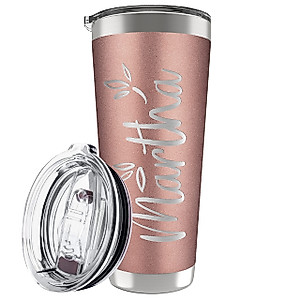 Personalized Tumblers w/Lid - 20 or 30 Oz Rose Gold - Vacuum Insulated Travel Coffee Mugs - Stainless Steel Double Wall Tumbler - Personalized Cups with Name, Text