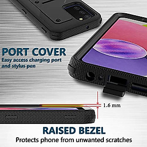 Covrware Aegis Series Case for Samsung Galaxy A03S, Full-Body Rugged Dual-Layer Shockproof Protective Swivel Belt-Clip Holster Cover with Built-in Screen Protector, Kickstand, Black