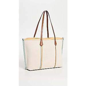 Tory Burch Women's Perry Canvas Triple Compartment Tote, Natural, Off White, One Size