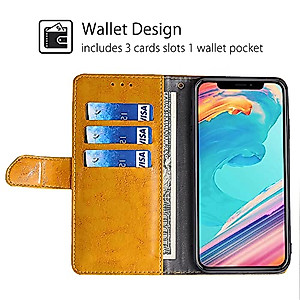 Fansipro Wallet Folio Case for Oppo Reno 2, Premium PU Leather Slim Fit Cover for Reno 2, 3 Card Slots, Good Design, Golden