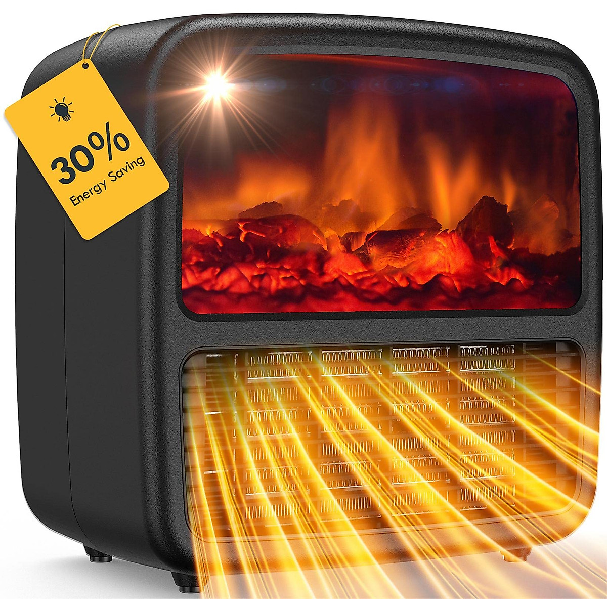 COSYAIREY Space Heater Fireplace, Energy Efficient Space Heater Dynamic Flame Effect, 30% Energy Saving,1s Fast Heating Electric Space Heaters for Indoor Use, Electric Space Heater Tip-Over Protection