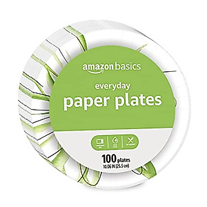 Amazon Basics Everyday Paper Plates, 10 Inch, Disposable, 100 Count