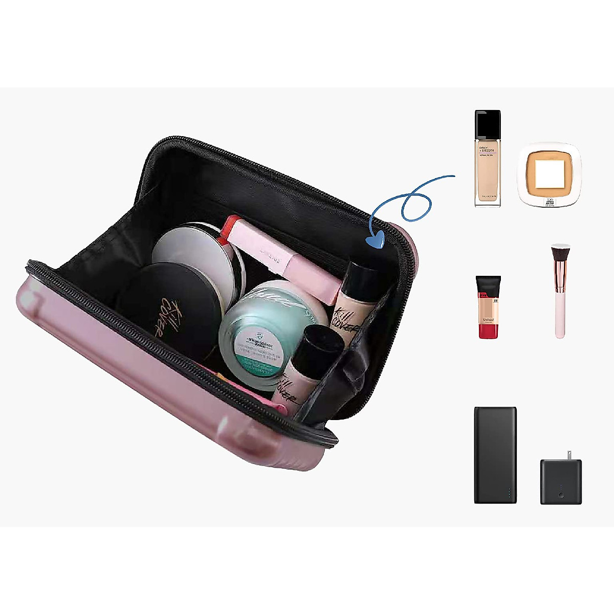 SenYang Hard Shell Cosmetic Case,Carrying Hard Bag, Protective Storage Case Bag for Toiletry, Beauty Makeup, Electronic Accessories, Overnight Travel Water Resistant Crash Proof (Gold)