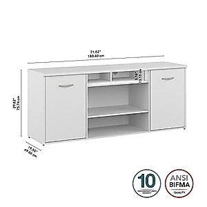 Bush Business Furniture Studio C Office Storage Cabinet with Doors and Shelves, 72W, White