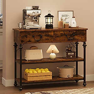 IDEALHOUSE Console Tables for Entryway, Small Entryway Table with 2 Drawers, Narrow Console Table with Storage Shelves for Living Room, Hallway Table, Sofa Table, Rustic Brown