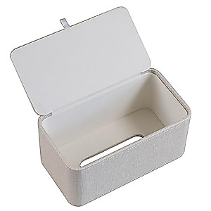 MEIBOOCH PU Leather Tissue Box Cover with Magnetic Closure, Square Tissue Box Holder with Rounded Edges Design (Beige, Rectangular)