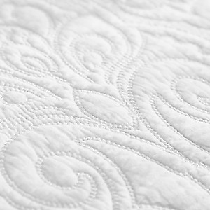 Brandream White Paisley Quilted Pillow Shams King Size Pillow Cases Set of 2 100% Cotton Soft Decorative Pillow Covers