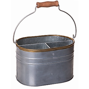 Multipurpose Metal Cutlery Holder, Country Farmhouse Kitchen Utensil Storage, Picnic Tote and Decorative Caddy, Medium Sized, 9-inch