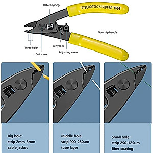 GOODOO FTTH Fiber Optic Cable Cold Connect Tools Kit Bag Visual Fault Locator Fiber Cleaver SC FC Connector Optical Power Meter Finder Cable Tester Stripper Tool Dust Free Paper Assembly Termination