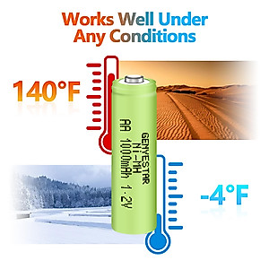 GENYESTAR Solar Lights AA Rechargeable Batteries 1000mah High Capacity 1.2V Ni-MH AA Battery for Outdoor Lights, String Lights, TV Remotes, Wireless Mouses, Flashlight, 8 Pack