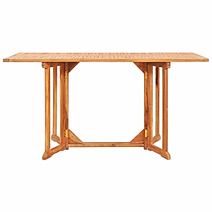 vidaXL Foldable Butterfly Patio Table, Space-Saving Design, Indoor/Outdoor Use, Solid Teak Wood, Seats 6, Fine Sanded Finish for Smooth Appearance, Dimensions: 59.1"x35.4"x29.5"