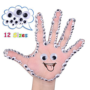 1000Pcs Googly Wiggle Eyes Self Adhesive for Craft Sticker Multiple Size 4-24mm for DIY Animal Creative Crafts Decorations