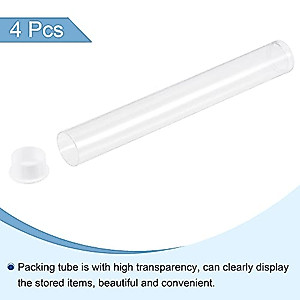 MECCANIXITY Clear Storage Tube 0.6"x5"(15mmx124mm) Lightweight for Bead Containers, Craft, DIY with White Caps 4 Pack