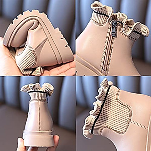 Girls Shoes Solid Color Short Boots Shoes Fashion Non Slip Breathable Nude Women Boots Toddler on Boots (Pink, 9-9.5 Years Big Kids)