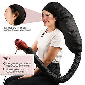Bonnet Hooded Hair Dryer Attachment, Segbeauty Extra Large Adjustable Deep Conditioning Cap, Upgraded Drying Heat Cap with Elastic Strap for Natural Curly Textured Hair Care, Fast Drying, Styling