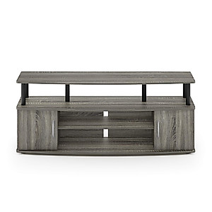 Furinno JAYA Large Entertainment Stand for TV Up to 55 Inch, French Oak Grey/Black