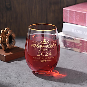 wufengye 2024 Retirement Gifts for Woman Man The Legend Has Retired Funny Retiring Gifts for Women Men Coworker Teacher Nurse Female Friends Mom Grandma 15 Ounce Wine Glasses Water Tumbler Juice Cup