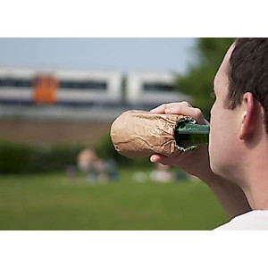 TYVEK BROWN BAG ARTWORK INSULATED CAN & BOTTLE COOLER SLEEVE SOFT REUSABLE COLLAPSIBLE COOLIE FOR PARTIES, EVENTS OR WEDDINGS BUM COLD DRINK THERMAL INSULATOR