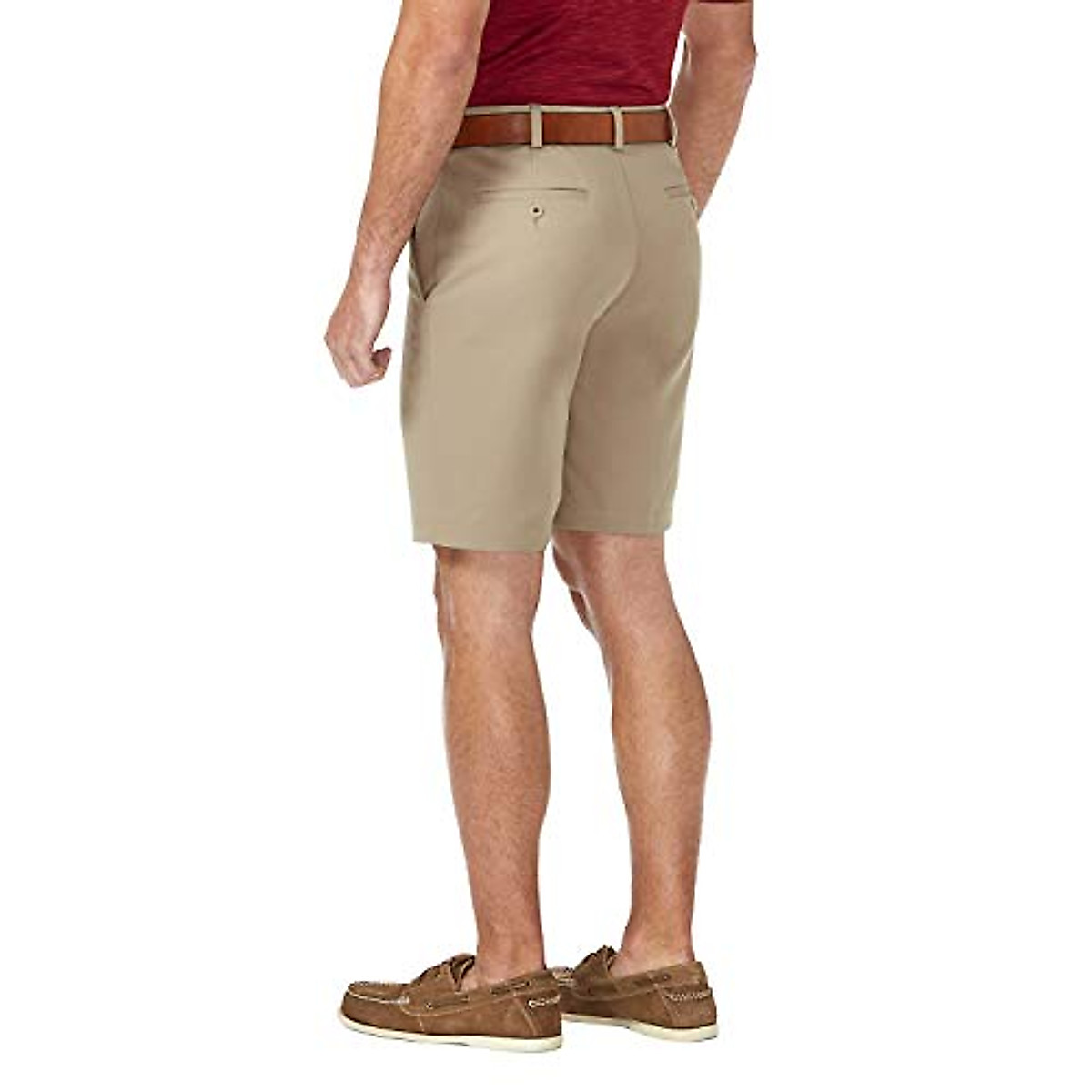 Haggar Mens Cool 18 Pro Straight Fit 4-way Stretch Expandable Waist With Big & Tall Sizes Flat Front Shorts, Khaki Classic, 40 US