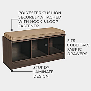 ClosetMaid 3258 Cubeicals 3-Cube Storage Bench, Natural Gray with Gray Cushion