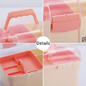 Kinsorcai 11'' Plastic Box Organizer with Removable Tray, Sewing Box Organizer, Art & Craft Storage Box for Girls, Multipurpose Storage Organizer Box for Cosmetic (White)