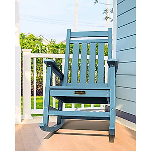 SERWALL HDPE Outdoor Rocking Chair, HDPE Rocking Chair for Adult, Blue