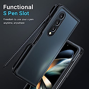 TORRAS Shockproof Galaxy Z Fold 4 Case, Military Grade, S Pen Slot, Translucent Matte, Slim Protective, 5G, Black