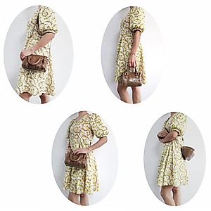 LUCSIS Women's rivets studded crossbody bag purse handbag small light weight cute mini bag PU leather (Coffee)