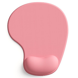 Office Mousepad with Gel Wrist Support - Ergonomic Gaming Desktop Mouse Pad Wrist Rest - Design Gamepad Mat Rubber Base for Laptop Computer (01Pink)