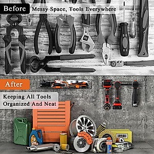 Barydat 4 Pack Power Tool Organizer ​Wall Mounted ​Drill Storage Garage Wall Rack Power Drill Holder Heavy Duty Floating Tool Shelf Battery Charging Station ​for Garage Workshop