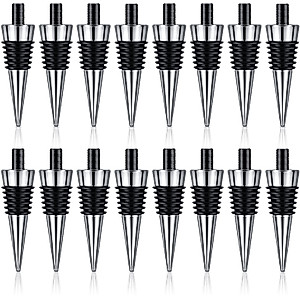 Metal Bottle Stopper Blank Stainless Steel Wine Bottle Stopper Kit Reusable Wine Saver Corks Chrome Bottle Stopper Set Hardware for Wedding Wine Party Bar Turning (16 Pieces,8 x 1.25 Thread Size)