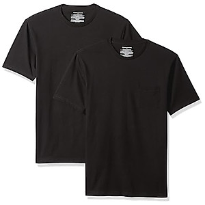 Amazon Essentials Men's Slim-Fit Short-Sleeve Crewneck T-Shirt, Pack of 2, Washed Black, Large