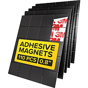 Magnetic Squares - Self Adhesive Magnetic Squares (Each 4/5" x 4/5") - Flexible Sticky Magnets - Peel & Stick Magnetic Sheets - Tape is Alternative to Magnetic Stickers, Magnetic Strip and Roll