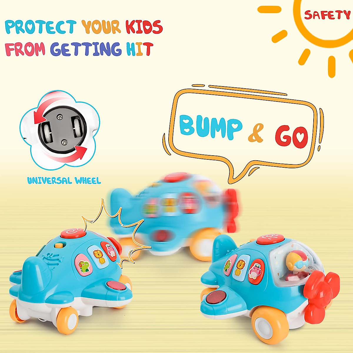 Toys for 1 2 3 Year Old Boys Girls, Baby Toys 12-18 Months Early Educational Airplane Toys with Lights & Music Learning Birthday Gift 6 7 8 9 10 11 12 Months, 1 2 Year Olds Infants Toddlers Boys Girls