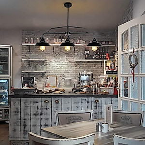 PUZHI HOME Black Pendant Lighting Fixture, 3-Lights Modern Farmhouse Chandelier with Metal Island Lights for Kitchen for Dining Room Hallway Pool Table