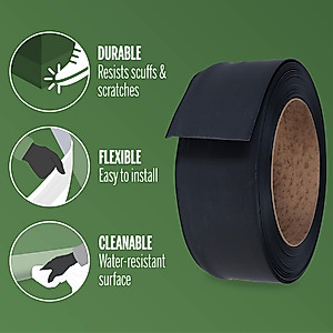 M-D Building Products 4-Inch x 60-Feet Dry Back Vinyl Wall Base, Flexible Dry Back Vinyl Trim with Toe - Easy Install Molding Trim for Floors and Baseboards, Black (73896)
