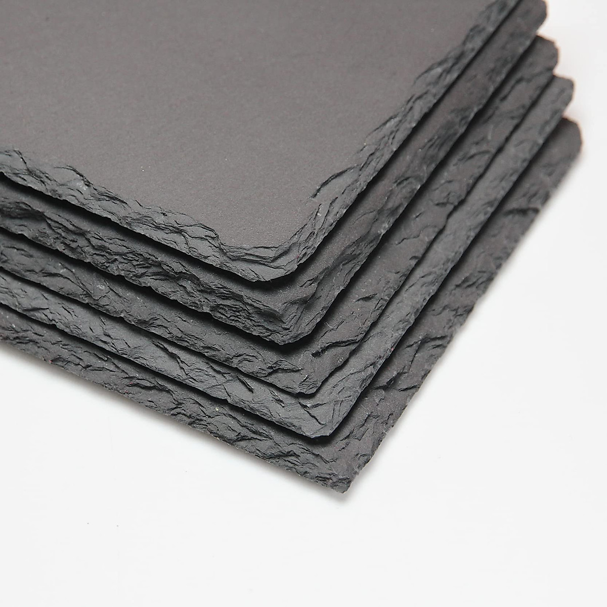 Fansch 5 Pack 12" x 5.5" Black Natural Slate Cheese Board with Natural Edge for Kitchen Dining Party, Stone Plates for,Cake Fruit Meat Appetizers Dried Fruits Display board, Set of 5 (12"x5.5")