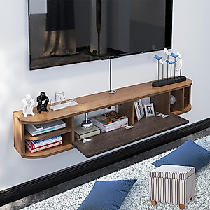 Pmnianhua Floating TV Stand,70'' Wall Mounted Under TV Shelf,Modern Floating TV Console,Wall Mounted TV Cabinet,Floating Entertainment Center with Storage Shelves for Bedroom Living Room(Walnut)