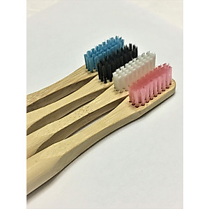 Bamboo Toothbrush Eco-Friendly Packs of 4 – Circular Organic Biodegradable handle with BPA-Free, Soft Nylon Bristle.