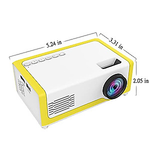 1080p HD Projector, Portable Mini Movie Projector Built-in Speaker, Home Theater Video Projector Compatible with HDMI, VGA, USB, Laptop Computer Small Projectors (Yellow/White)