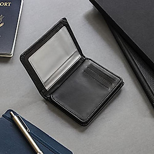ASR Federal Black Leather Bifold Wallet Police Badge Holder with Removable ID Card Holder, Shield
