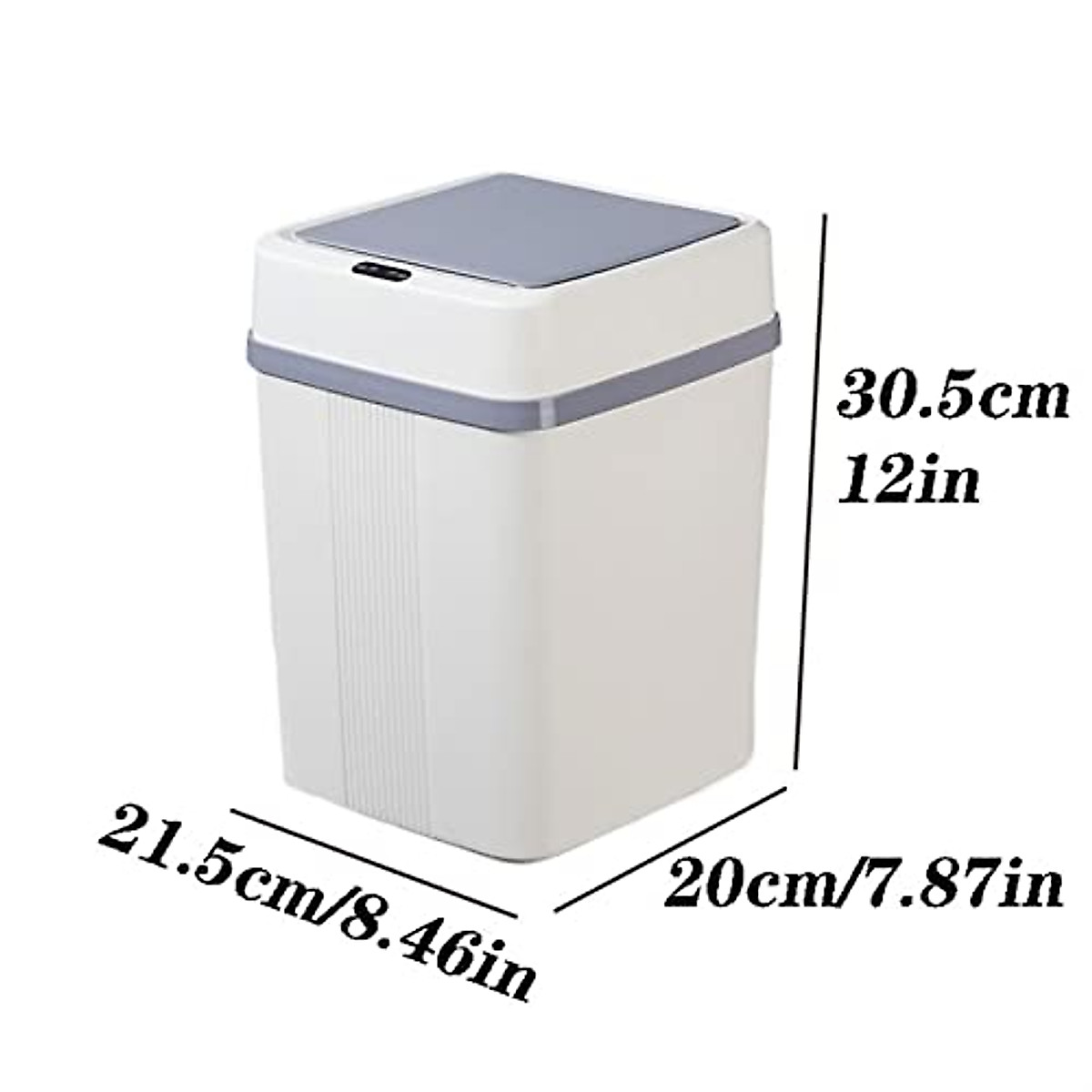Trash Can 12L Smart Induction Square Electronic Automatic Trash Can Kitchen Bathroom Paper Basket Living Room Household Storage Bucket Trash Can Wastebasket
